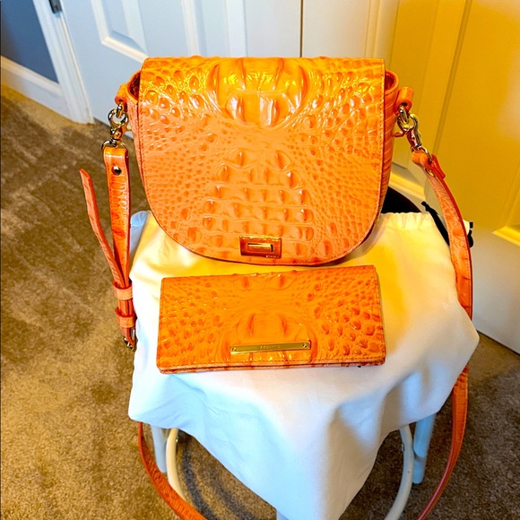 Brahmin | Bags | Brahmin Orange Textured Crossbody Bag | Poshmark
